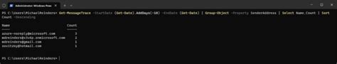 how to use the powershell get messagetrace command in office 365