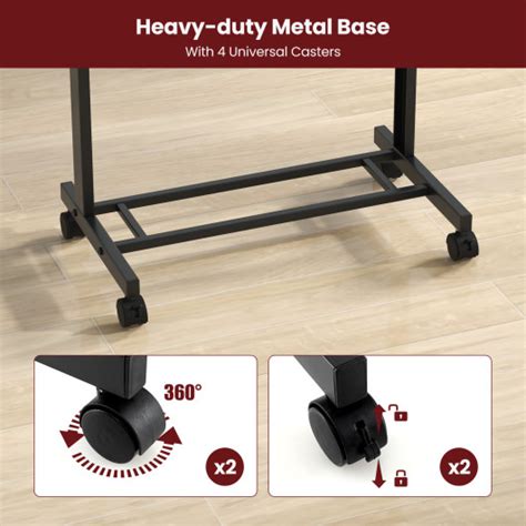 Adjustable Height Lectern Table With Tilted Tabletop And Wheels Cave Supplies