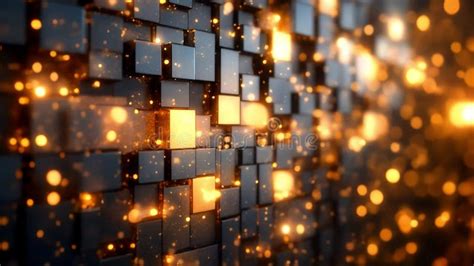 Abstract 3d Background With Glowing Cubes And Particles Stock Video