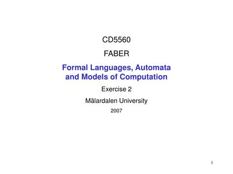 Ppt Cd5560 Faber Formal Languages Automata And Models Of Computation