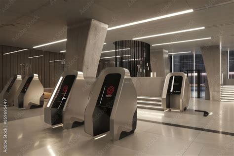 Conceptual Design Of A Sleek Automated Ticketing System For A Minimalist Stadium Entry Stock