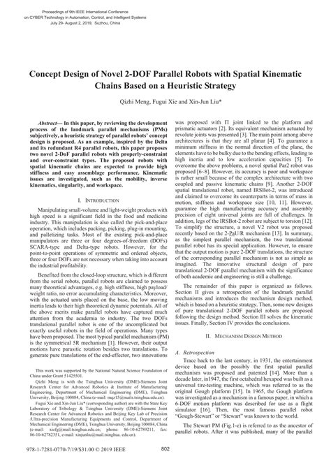 Pdf Concept Design Of Novel 2 Dof Parallel Robots With Spatial