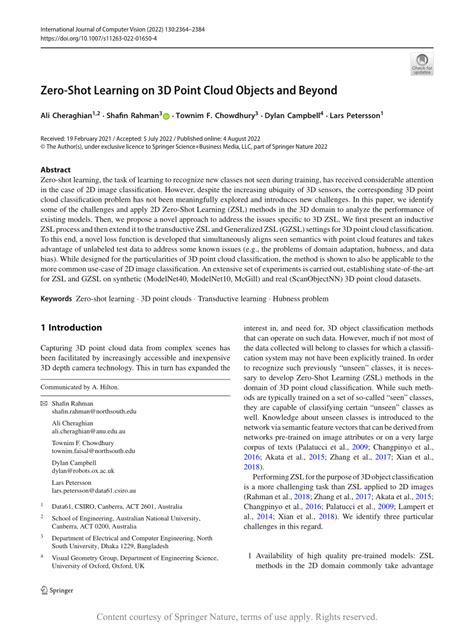zero shot learning on 3d point cloud objects and beyond request pdf