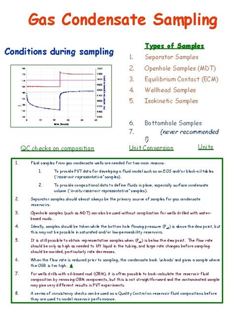 Gas Condensate Sampling Conditions During Sampling Types Of Gas Condensate Sampling Conditions During Sampling Types Of