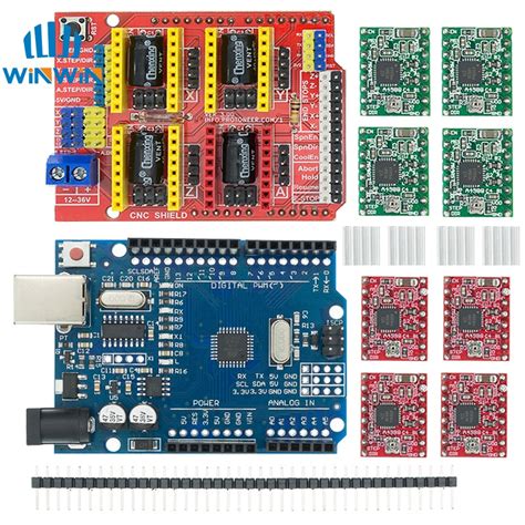 Cnc Shield V3 Engraving Machine 3d Printe Uno R3 4pcs A4988 Driver Expansion Board For