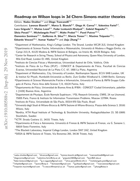 Pdf Roadmap On Wilson Loops In 3d Chern Simons Matter Theories