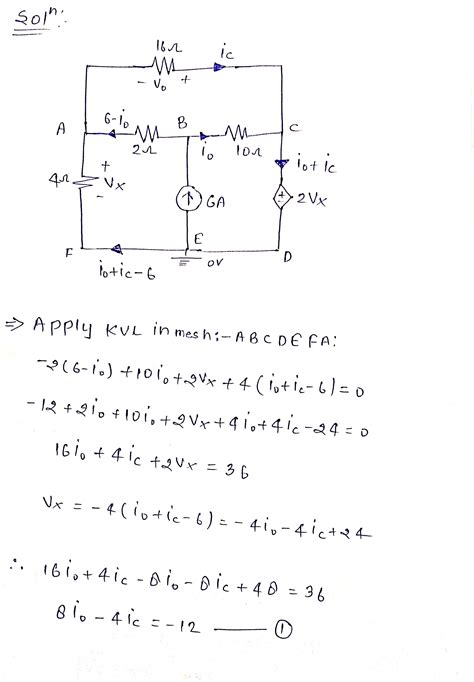 [solved] Find The Voltage Of Vo And The Current Io Using Mesh Analysis Course Hero