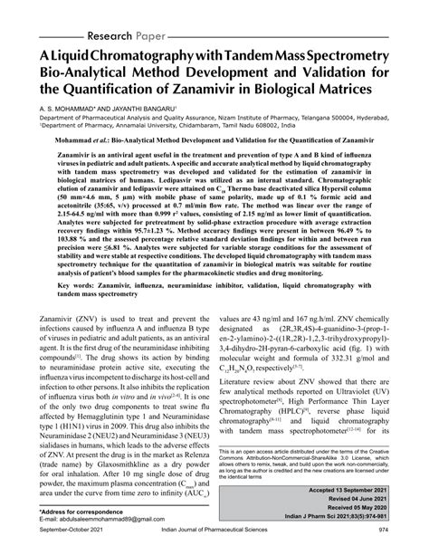 Pdf A Liquid Chromatography With Tandem Mass Spectrometry Bio Analytical Method Development