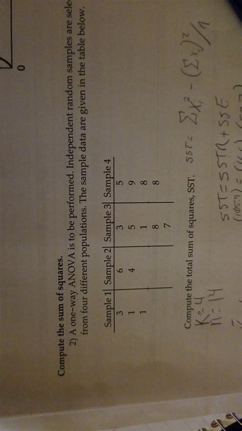 Solved Compute The Sum Of Squares A One Way ANOVA Is Chegg