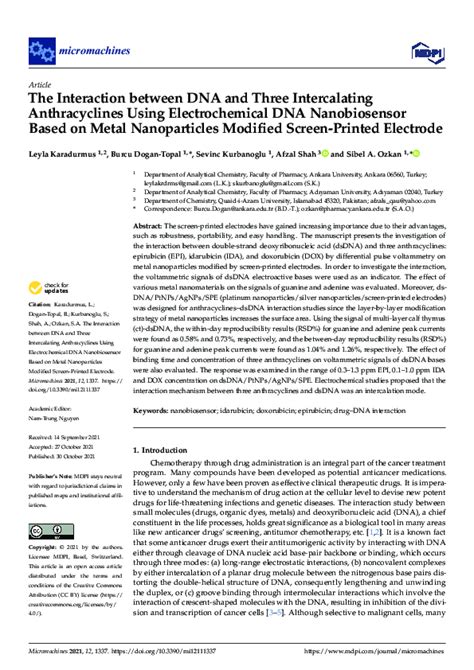 Pdf The Interaction Between Dna And Three Intercalating Anthracyclines Using Electrochemical