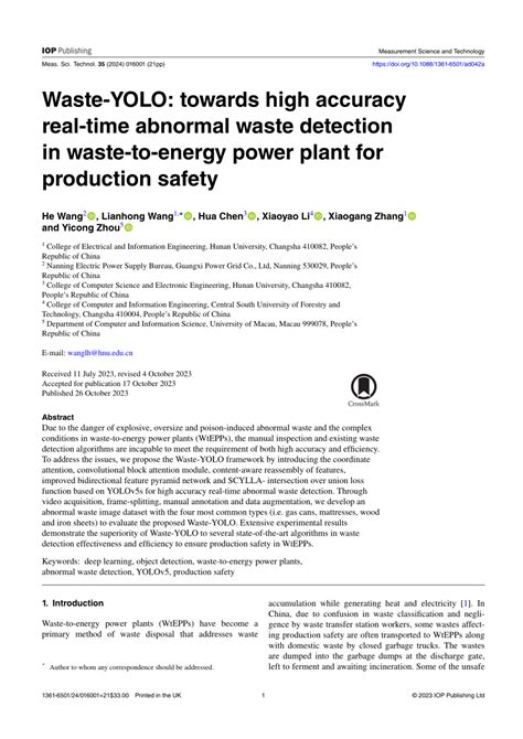 Waste YOLO Towards High Accuracy Real Time Abnormal Waste Detection In Waste To Energy Power