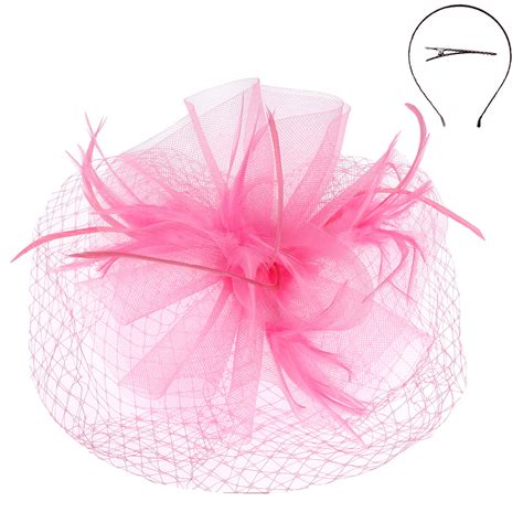Classy Veiled Mesh Fascinator With Feathers Mez2720 Fascinators Mezon Handbags