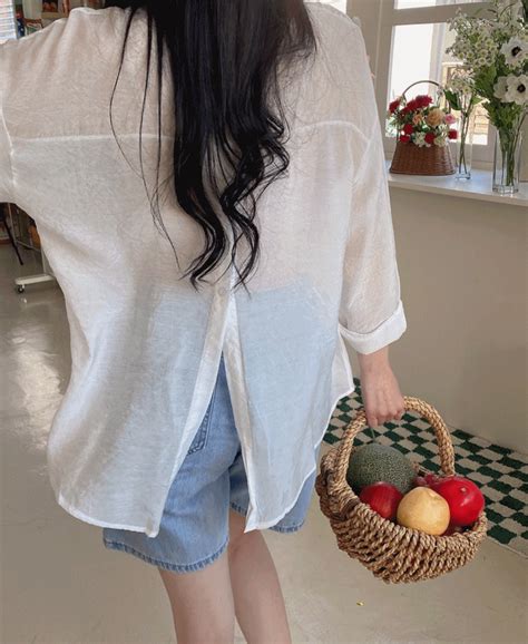 로맨틱라인 비치 백버튼 루즈핏 셔츠 4color