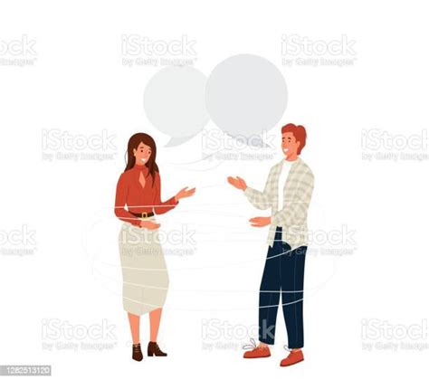 벡터 배경을 말하는 사람들을 쌍 젊은 부부 남자와 여자 웃고 의사 소통 문자 위에 음성 거품 현대 플랫 만화 스타일의 인간