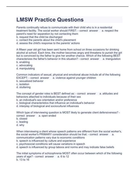 Lmsw Practice Questions And Answers 100 Correct 2023 Lmsw Stuvia Us