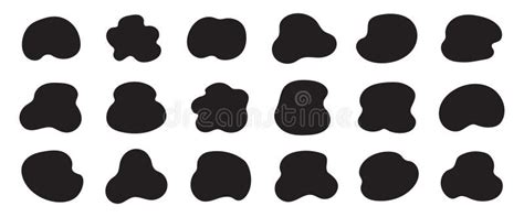 Organic Blob Shape Abstract Amoeba Irregular Fluid Element Set Simple Flat Abstract Splodge
