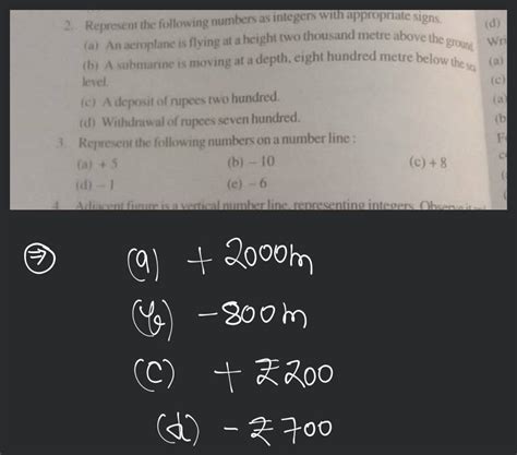 Represent The Following Numbers As Integers With Appropriate Signs A A