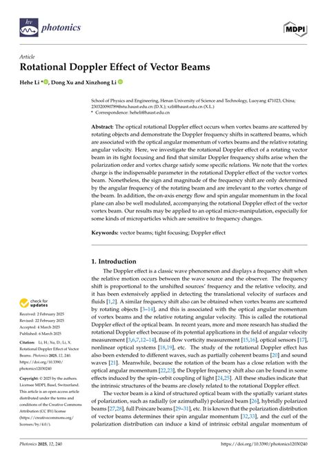Pdf Rotational Doppler Effect Of Vector Beams