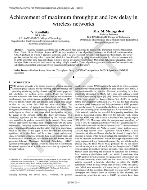 Pdf Achievement Of Maximum Throughput And Low Delay In Wireless Networks