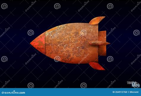 Flying Rusty Rocket Isolated Cartoon D Old Spaceship Stock Vector Illustration Of Reddish