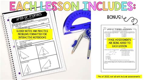 geometry 6th grade math guided notes to the square inch
