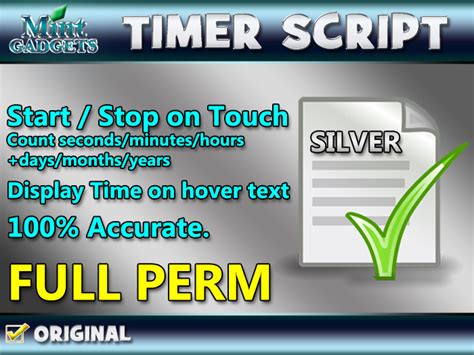 Second Life Marketplace Stop Watch Timer Script Semi Full Perm Silver
