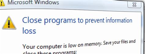 Fix Low Memory Warnings In Windows Vista XP And Windows