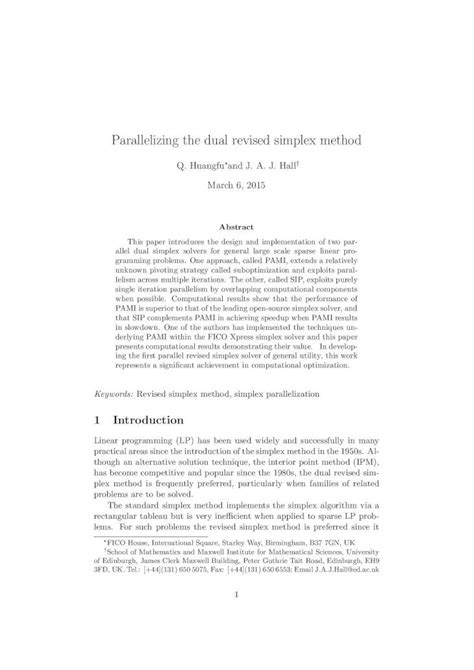 Pdf Parallelizing The Dual Revised Simplex Method · Sation Of The