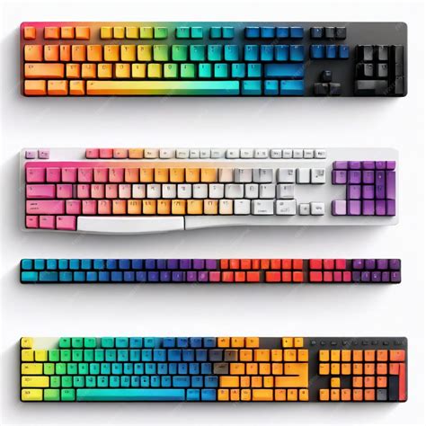 A Keyboard With Colorful Keys And A Rainbow Colored Keyboard Premium