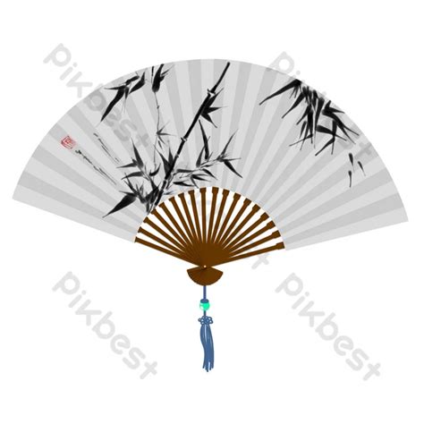 손으로 그린 중국 스타일 잉크 대나무 접는 팬 일러스트 Png Psd 무료 다운로드 Pikbest