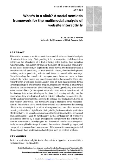Pdf Whats In A Click A Social Semiotic Framework For The Multimodal Analysis Of Website