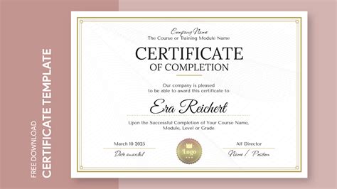 Free Printable Certificate Of Completion Template