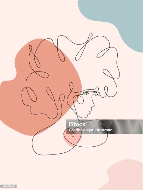 꽃과 여자 얼굴 추상 한 연속 라인 초상화 포스터 티셔츠 프린트 아바타 엽서 및 브로셔를 위한 현대적인 미니멀리스트 스타일