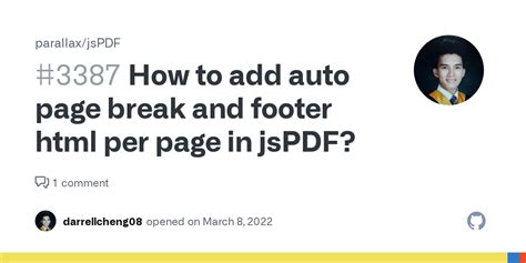 how to add auto page break and footer html per page in jspdf · issue