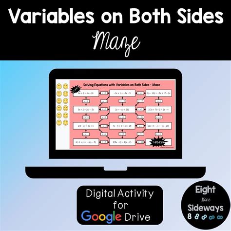 Equations With Variables On Both Sides Maze Digital Activity Solving Equations Math