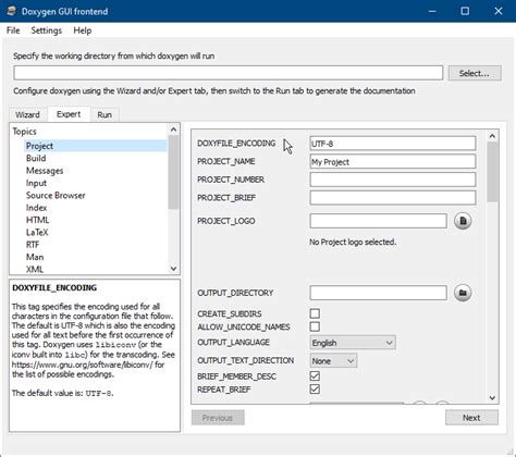Doxygen Doxywizard Usage