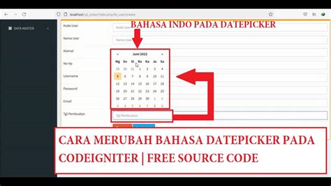 Cara Merubah Format Bahasa Pada Datepicker Di Codeigniter Free Source Code Youtube