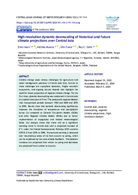 Pdf High Resolution Dynamic Downscaling Of Historical And Future