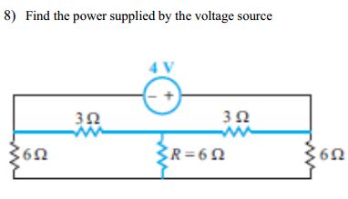 Solved Find The Power Supplied By The Voltage Source Chegg