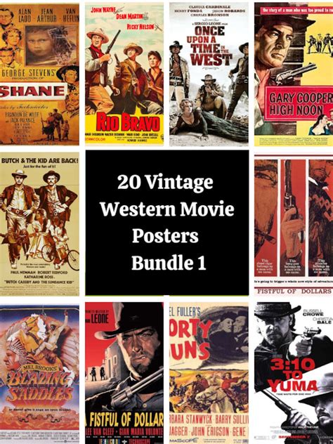20 Vintage Western Movies Posters Design Bundle High Resolution Quality