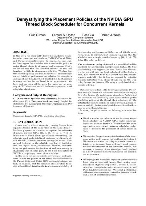 Pdf Demystifying The Placement Policies Of The Nvidia Gpu Thread Block Scheduler For