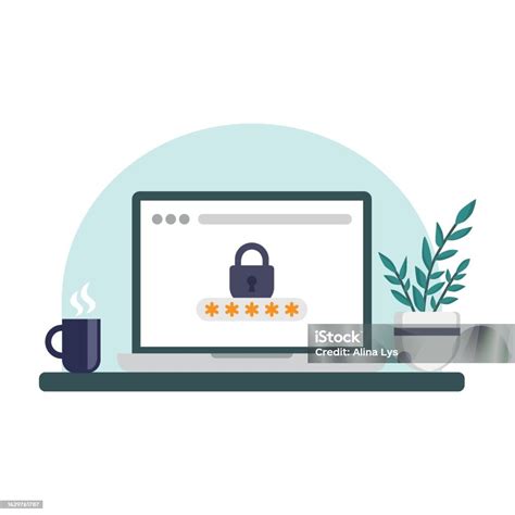 Computer Security Vector Illustration Account On Isolated Background Password Sign Concept Stock
