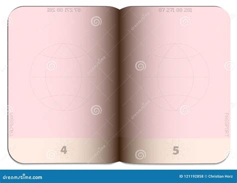 Blank Empty Open Generic Passport Template Stock Vector Illustration