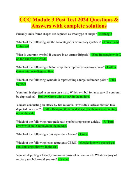 solution ccc module 3 post test 2024 questions answers with complete