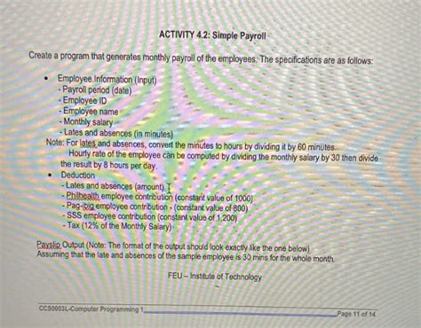 Solved Activity 42 Simple Payroll Create A Program That