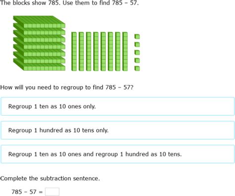 IXL Use Models To Subtract Numbers Up To Three Digits With Regrouping Rd Grade Math