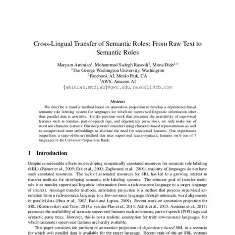 Cross Lingual Transfer Of Semantic Roles From Raw Text To Semantic Roles Acl Anthology