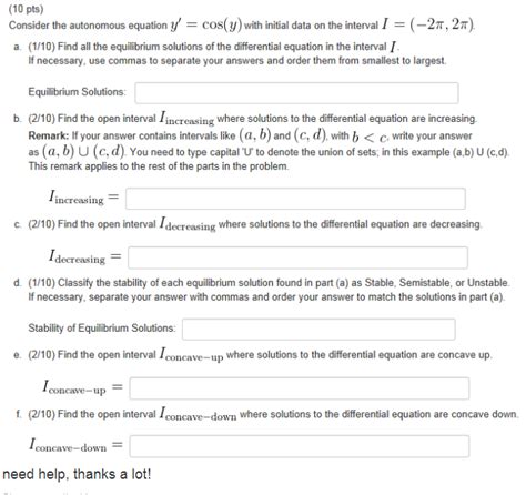 Solved Consider The Autonomous Equation Y Cosy With