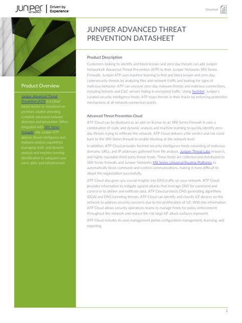 juniper advanced threat prevention datasheet pdf malware cloud
