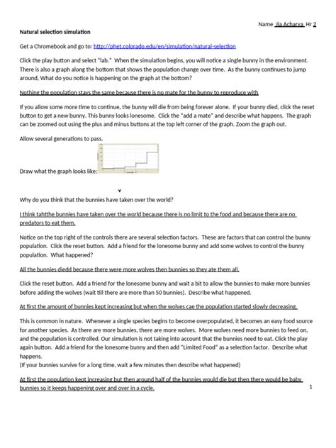 Natural Selection Simulation Inquiry Pdf Rabbit Fur